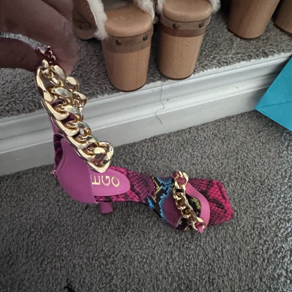 Shoes | Pink Heels With Chains Around The Ankle And In The Front Never ...